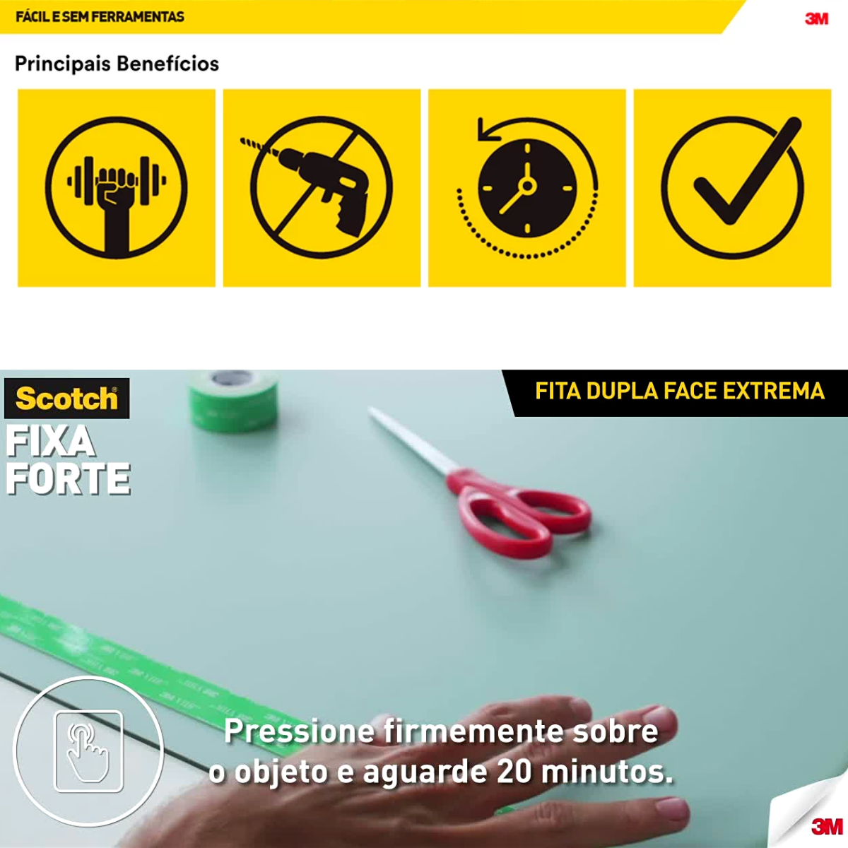 Fixa Forte Espuma Extreme 12mm X 2 Metros 3M Suporta